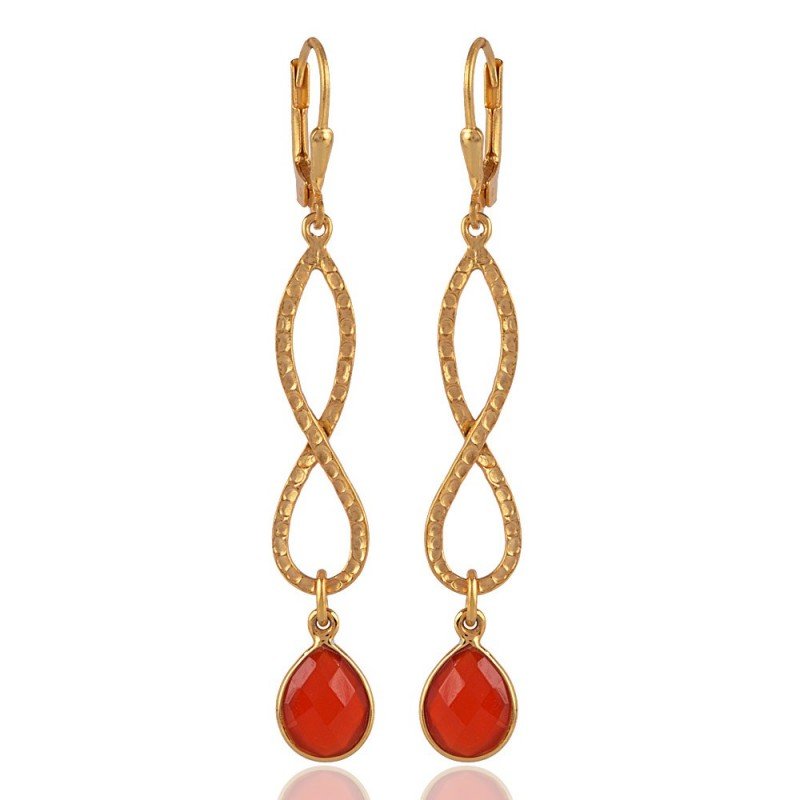 Elegant Gold Infinity Drop Earrings with Red Gemstone – Timeless & Chic ...