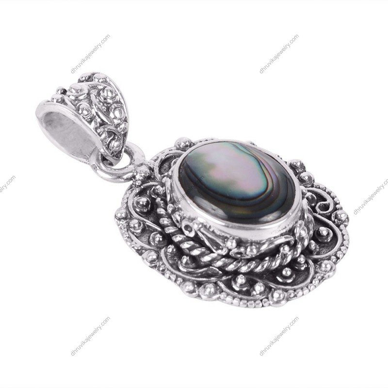 Vintage Silver & Abalone Shell Pendant | Elegant Boho Jewelry ...