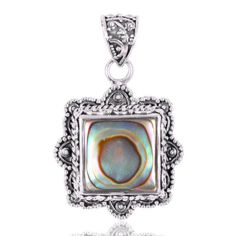 Sterling Silver Abalone Shell Vintage Pendant for Women - Dhruvika Jewelry